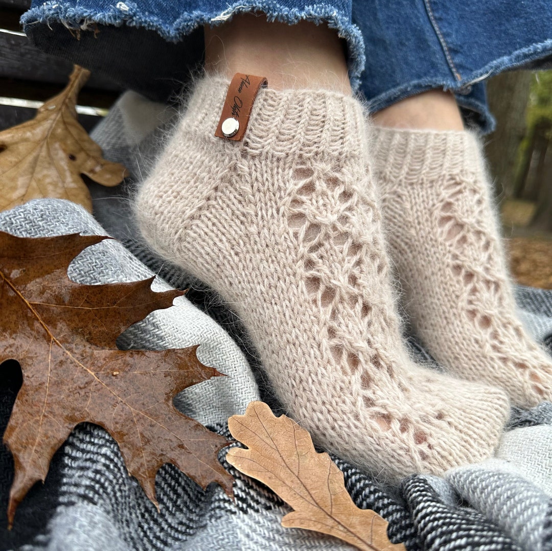 Knit Socks , Natural Wool, High Knee Socks, Woolen Boots Socks, Hand ...