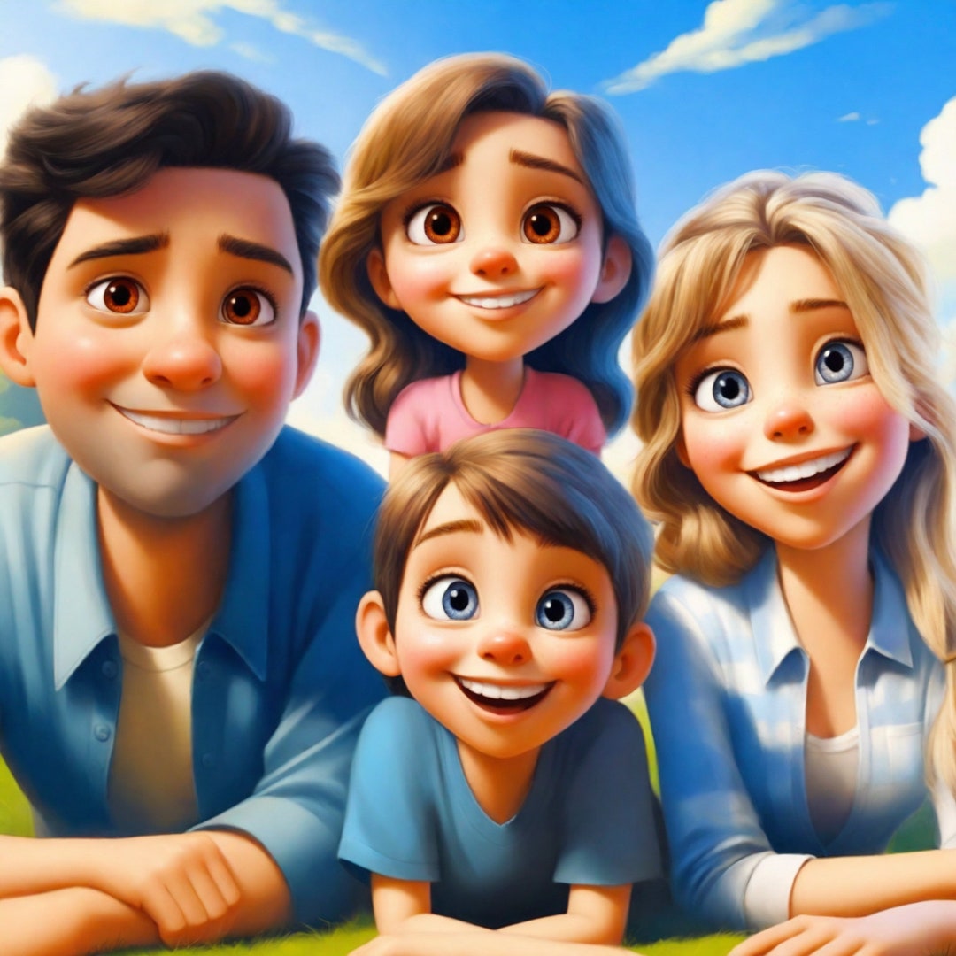 Personalised All the Family 3D Cartoon Pixar Style Portraits From Your ...