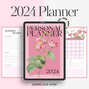 Digital Planner/calendar 2024 - Pink Flower Personal Weekly Planner - Etsy
