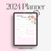 Digital Planner/calendar 2024 - Pink Flower Personal Weekly Planner - Etsy