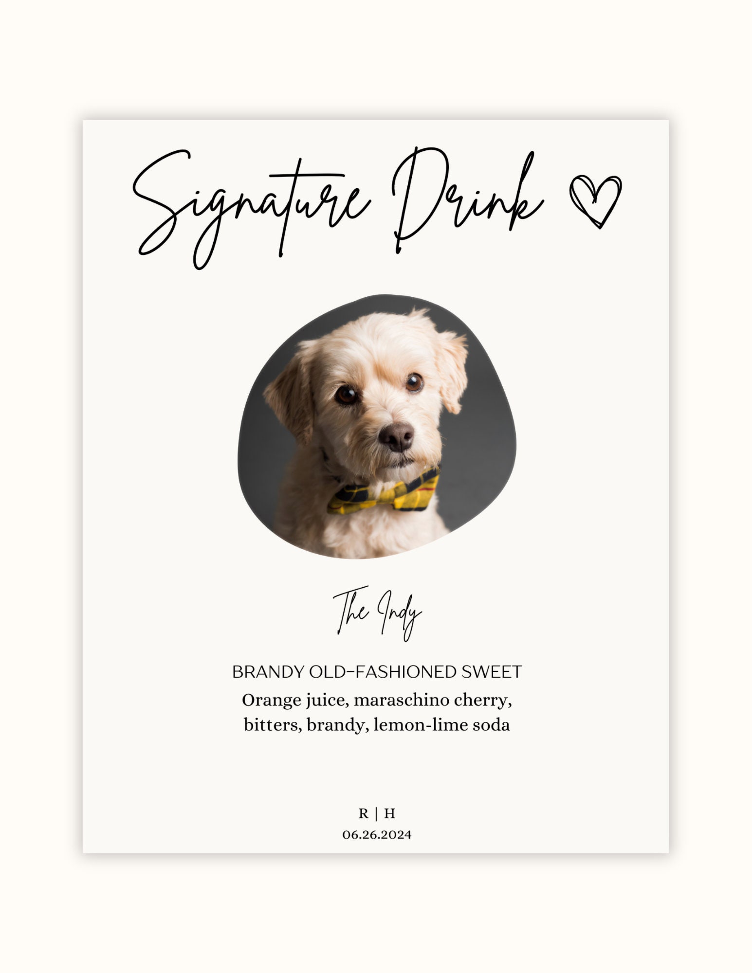 Pet Wedding Bar Menu Template Wedding Drinks Sign Dog Digital Wedding ...