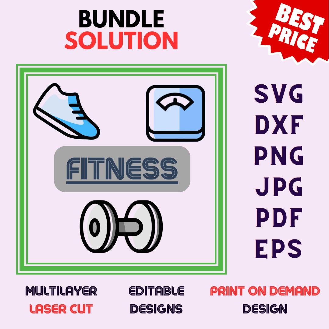 Fitness Gym Multilayer SVG Mega Bundle | Layered Laser Cut Files ...