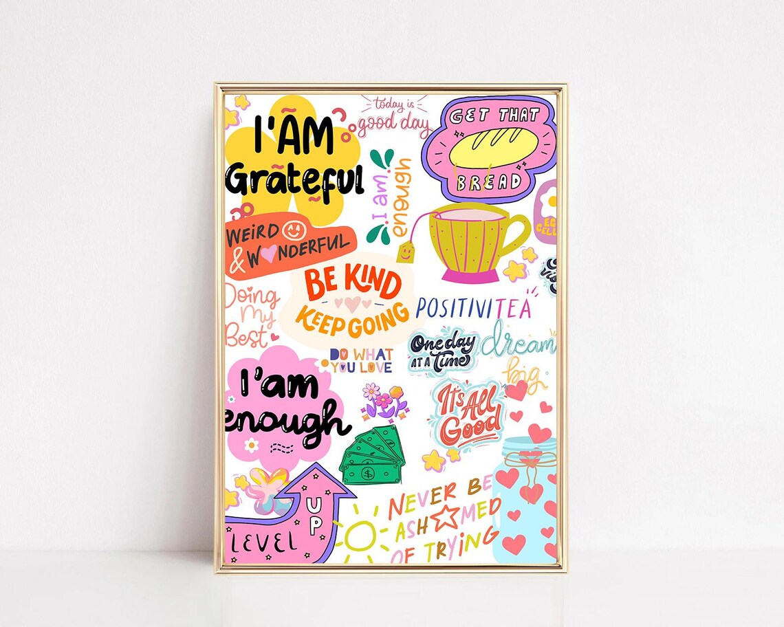 Daily Affirmations Poster, Printable Illustration Wall Art for Therapy Office, Positive Daily ...