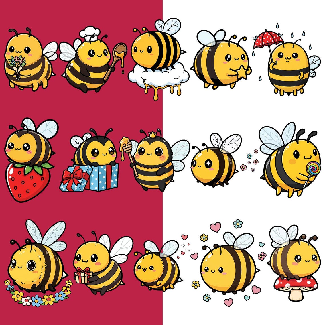 Kawaii Bee Clipart: 50 PNG Bundle (digital Download) - Etsy