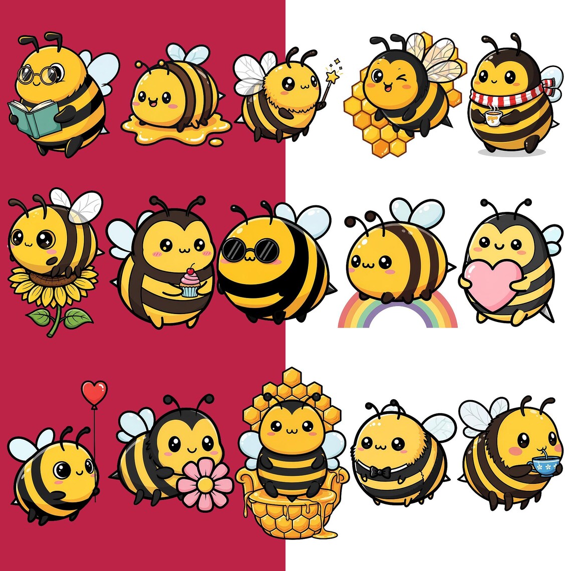 Kawaii Bee Clipart: 50 PNG Bundle (digital Download) - Etsy
