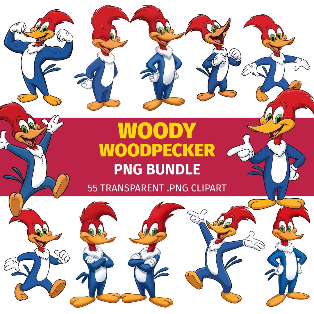 Woody Woodpecker PNG Clipart Bundle: Vintage Cartoon Graphics (digital ...