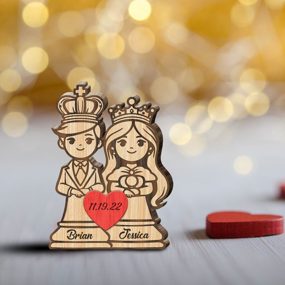 Personalized Chess Couple Wooden Art Puzzle, Regalos Para Mujer, Couple ...
