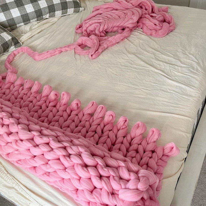 Chunky Knit Blanket, Blanket, Super Chunky Blanket, Giant Knit Blanket ...