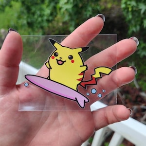 Surfing Pika Transfer Sticker | GBC Yellow Version Car Decal ...
