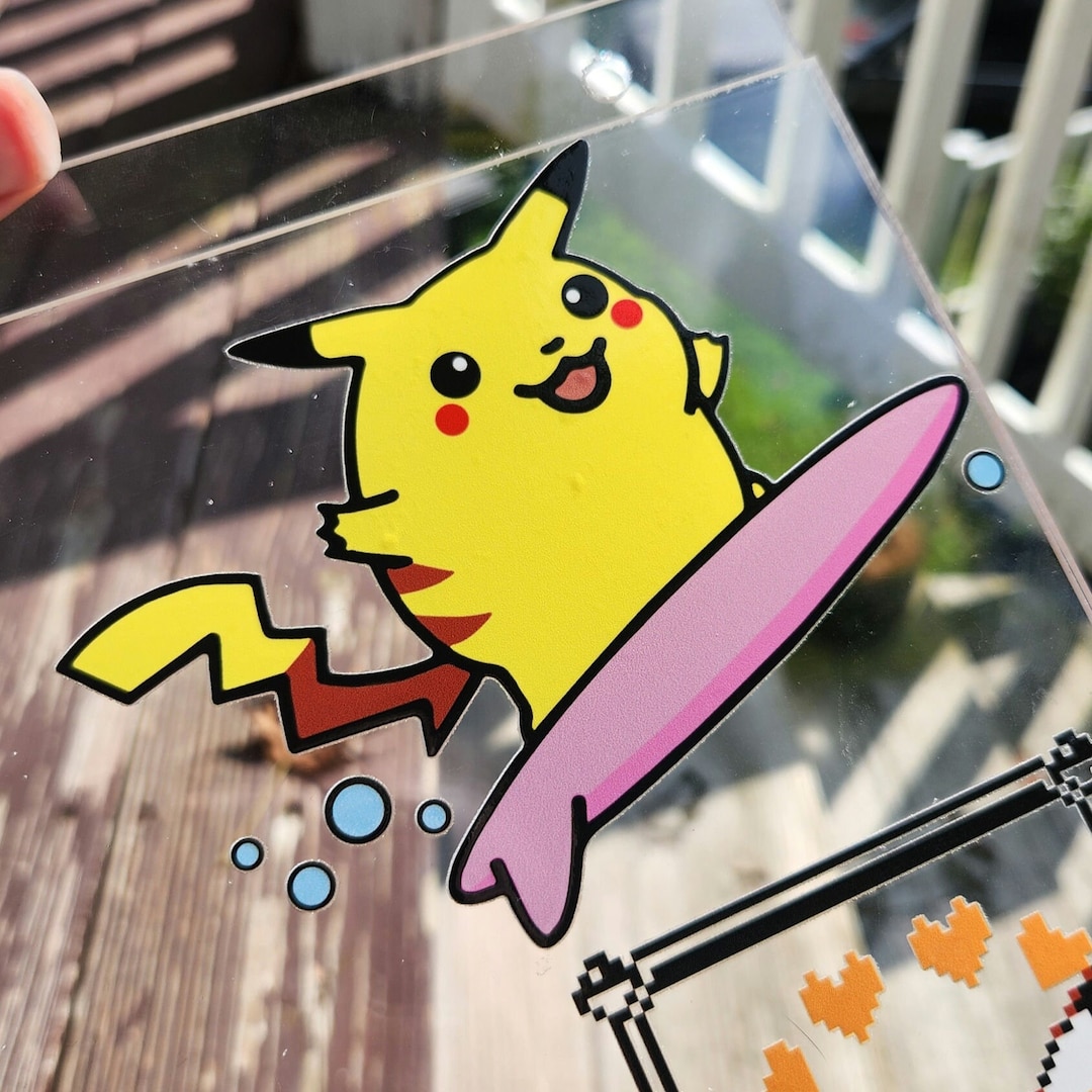 Surfing Pika Transfer Sticker | GBC Yellow Version Car Decal ...