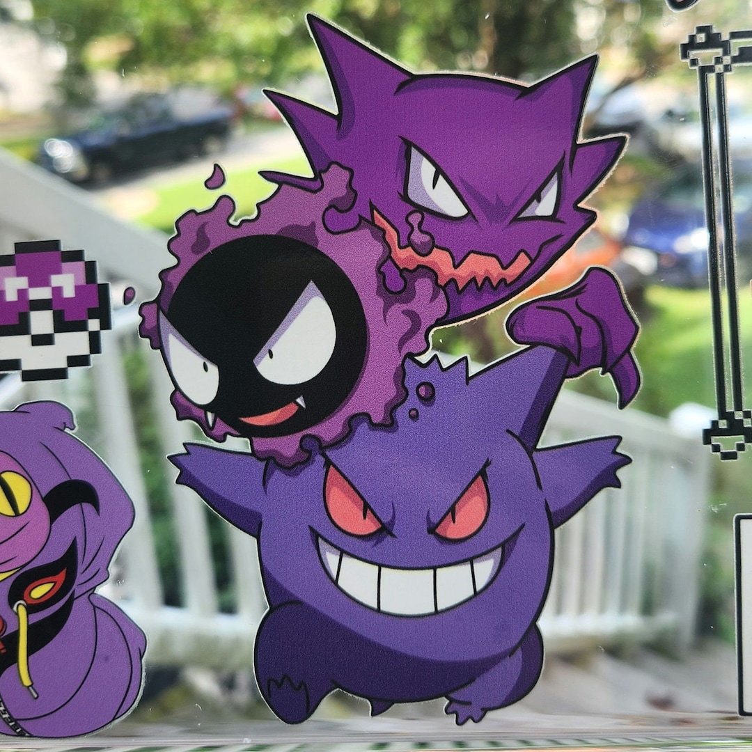 Gastly Haunter Gengar Transfer Decal | Waterproof Gen 1 Ghost Family ...