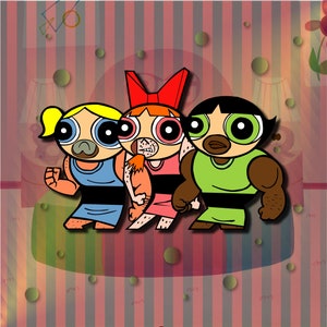 Powerpuff Thugs Car Decal | Cartoon Meme Laptop Sticker | Imposter ...