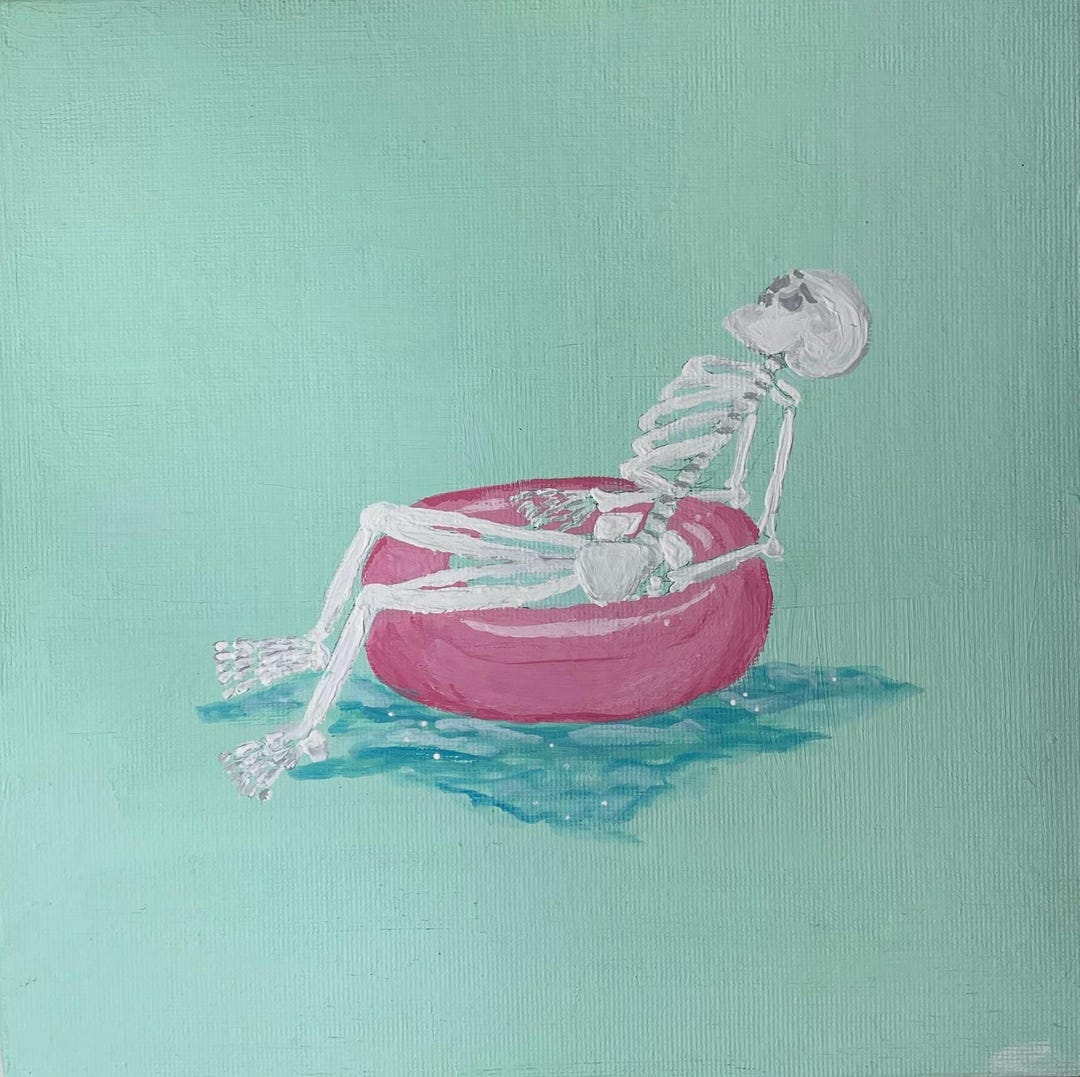 Skeleton Floating in a Floatie - Etsy