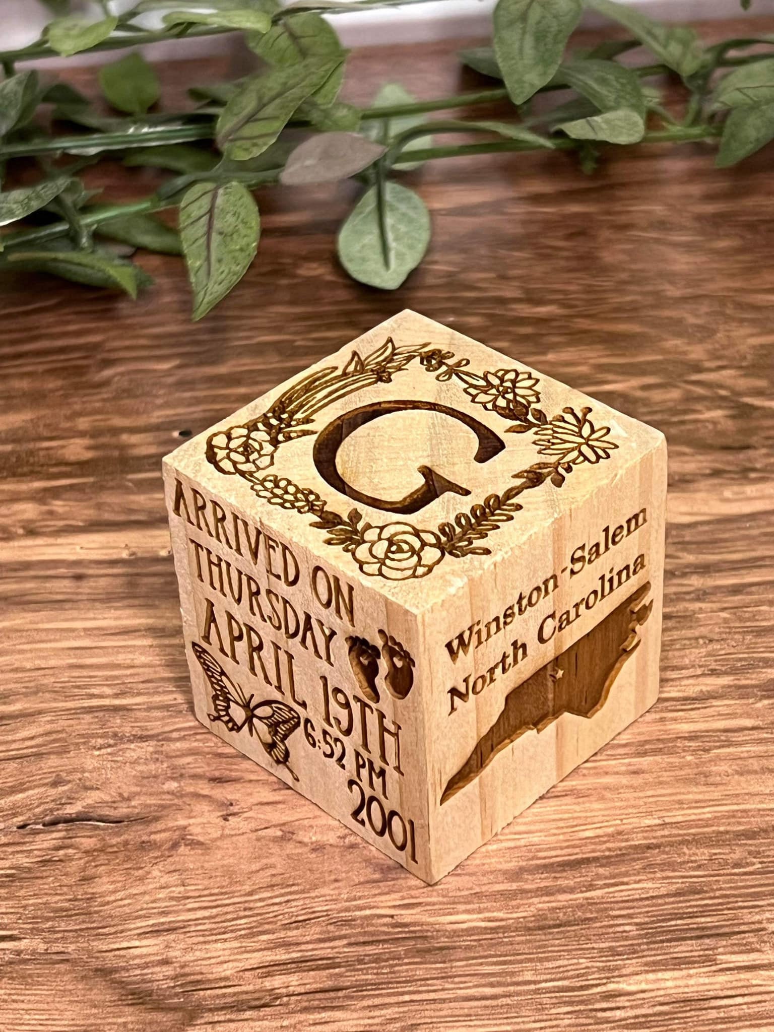 Custom Engraved Wood Baby Block , Wood Block, Baby Block , Engraved ...