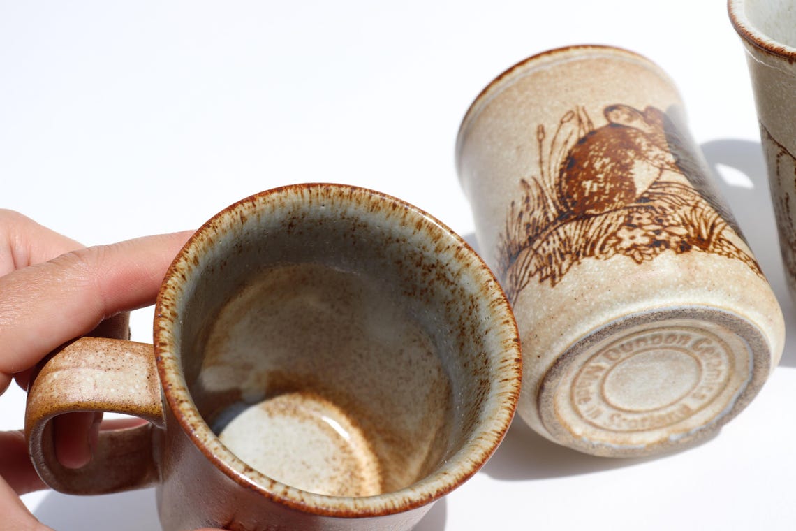 Vintage Set of 3 Dunoon Stoneware Animal Mugs, Fieldmice, Squirrels and ...