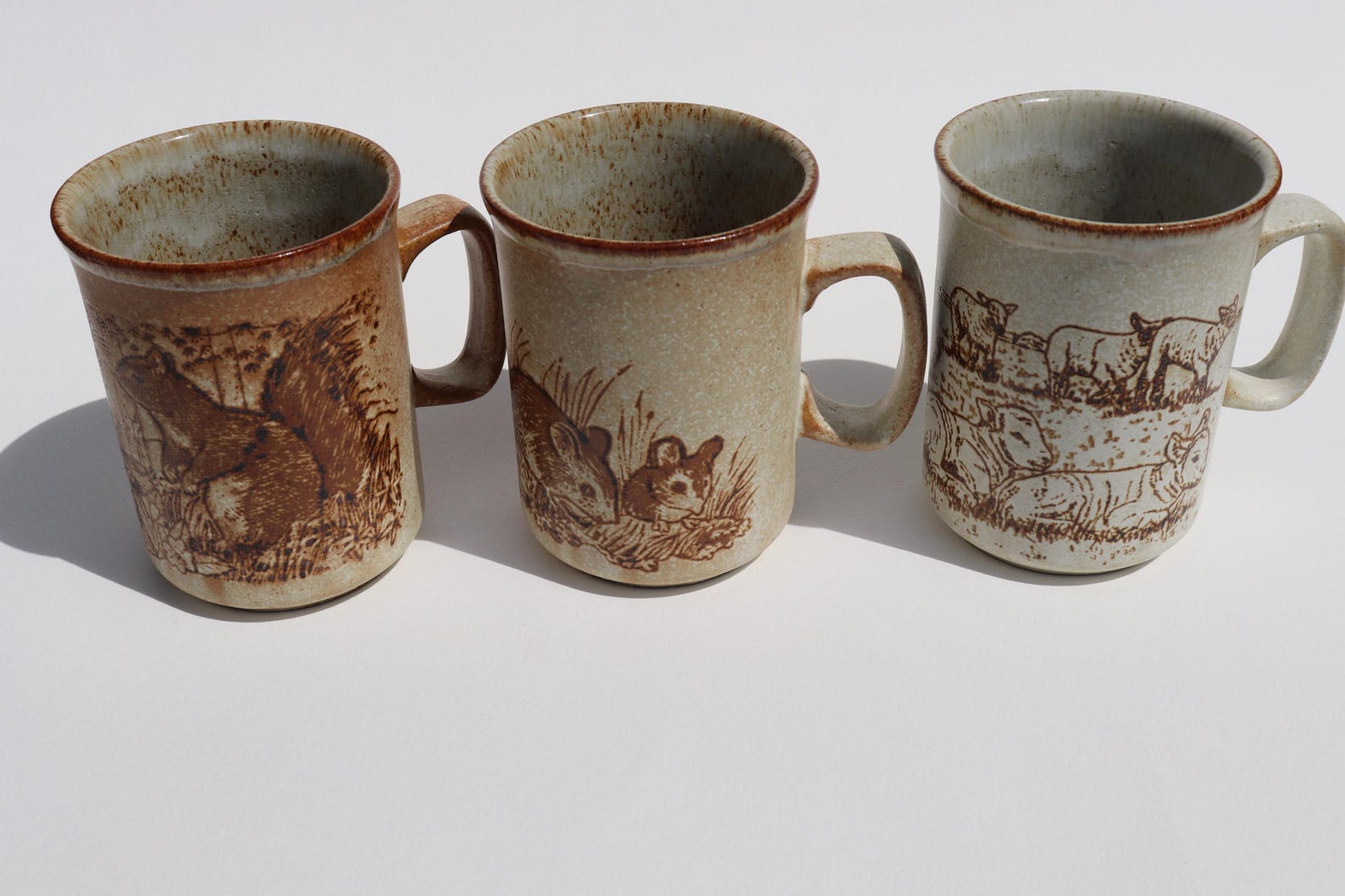 Vintage Set of 3 Dunoon Stoneware Animal Mugs, Fieldmice, Squirrels and ...