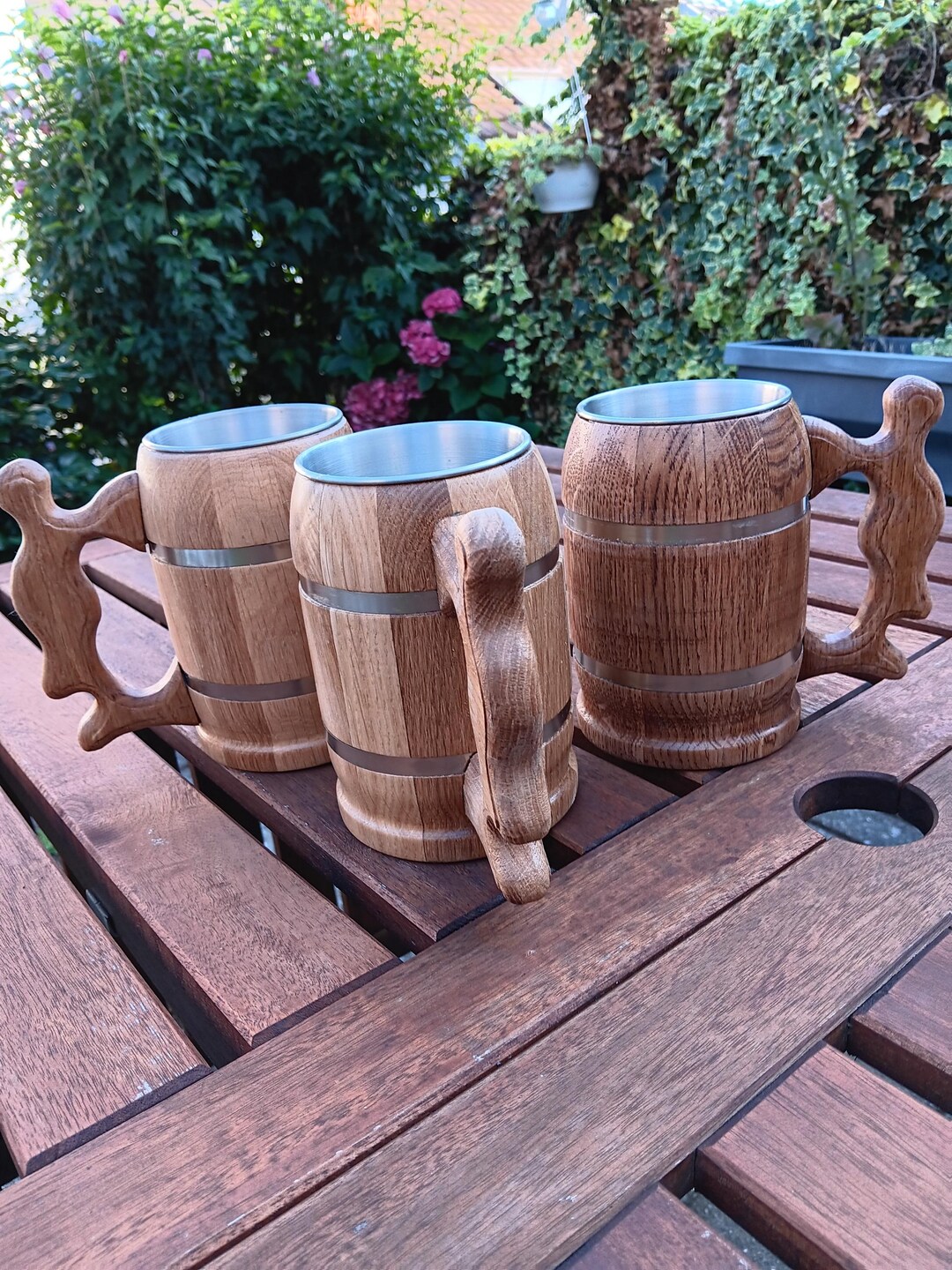 Personalized Beer Mug Made From Dark Stained Oak Wood. - Etsy