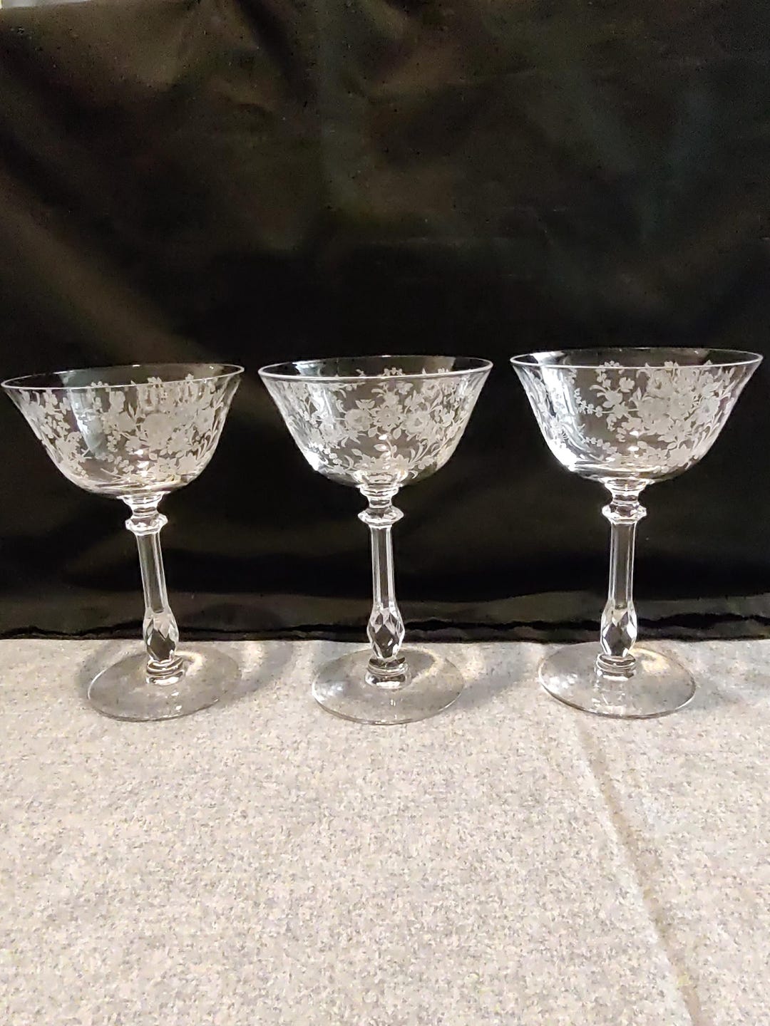 Tiffin Crystal Stemware Antique Goblets With Floral Pattern 3pc - Etsy