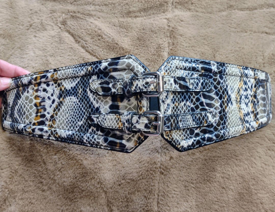 Lodis Snakeskin Embossed Leather Corset Belt - Etsy