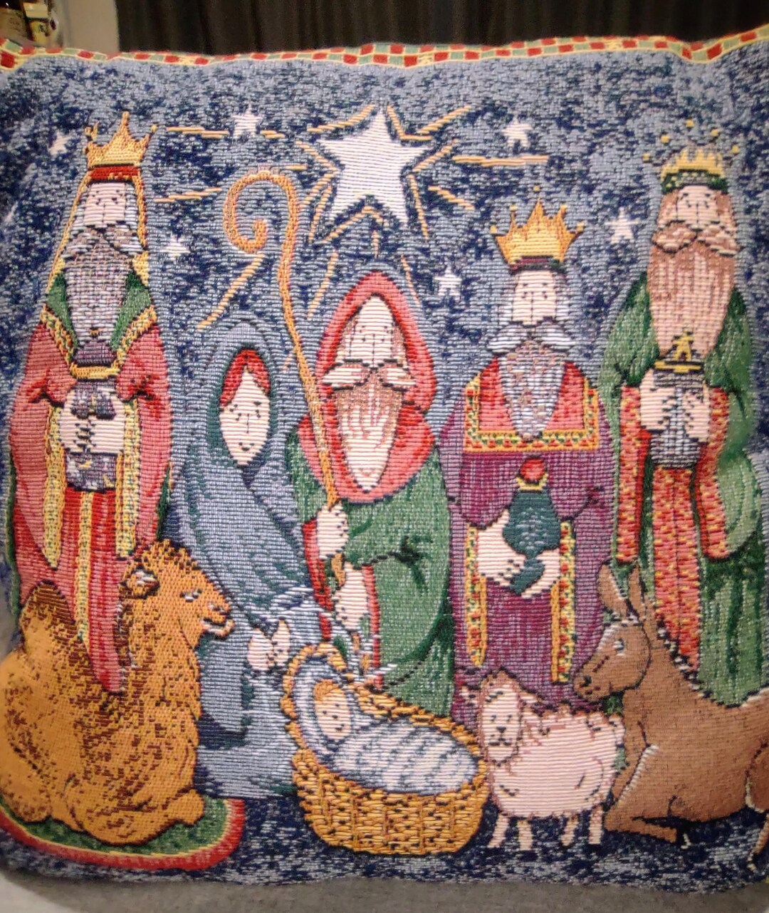 Nativity Scene Vintage Tapestry Throw Pillow 17" - Etsy