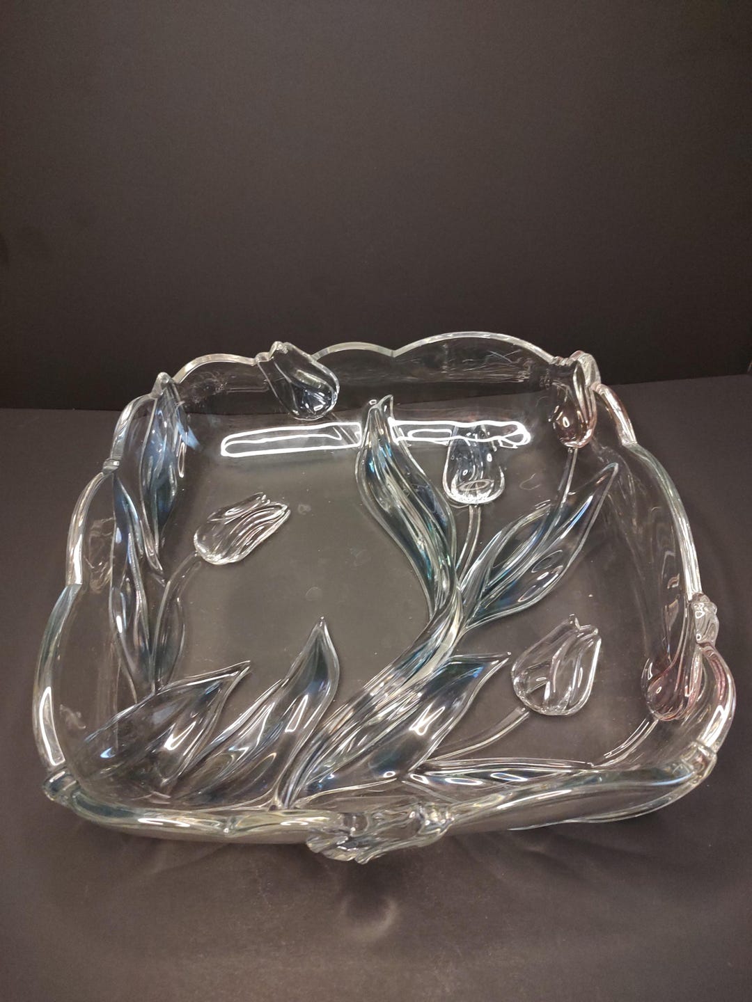 Mikasa Walther 10" Glass Divided Serving Dish Tray Raised Colored ...