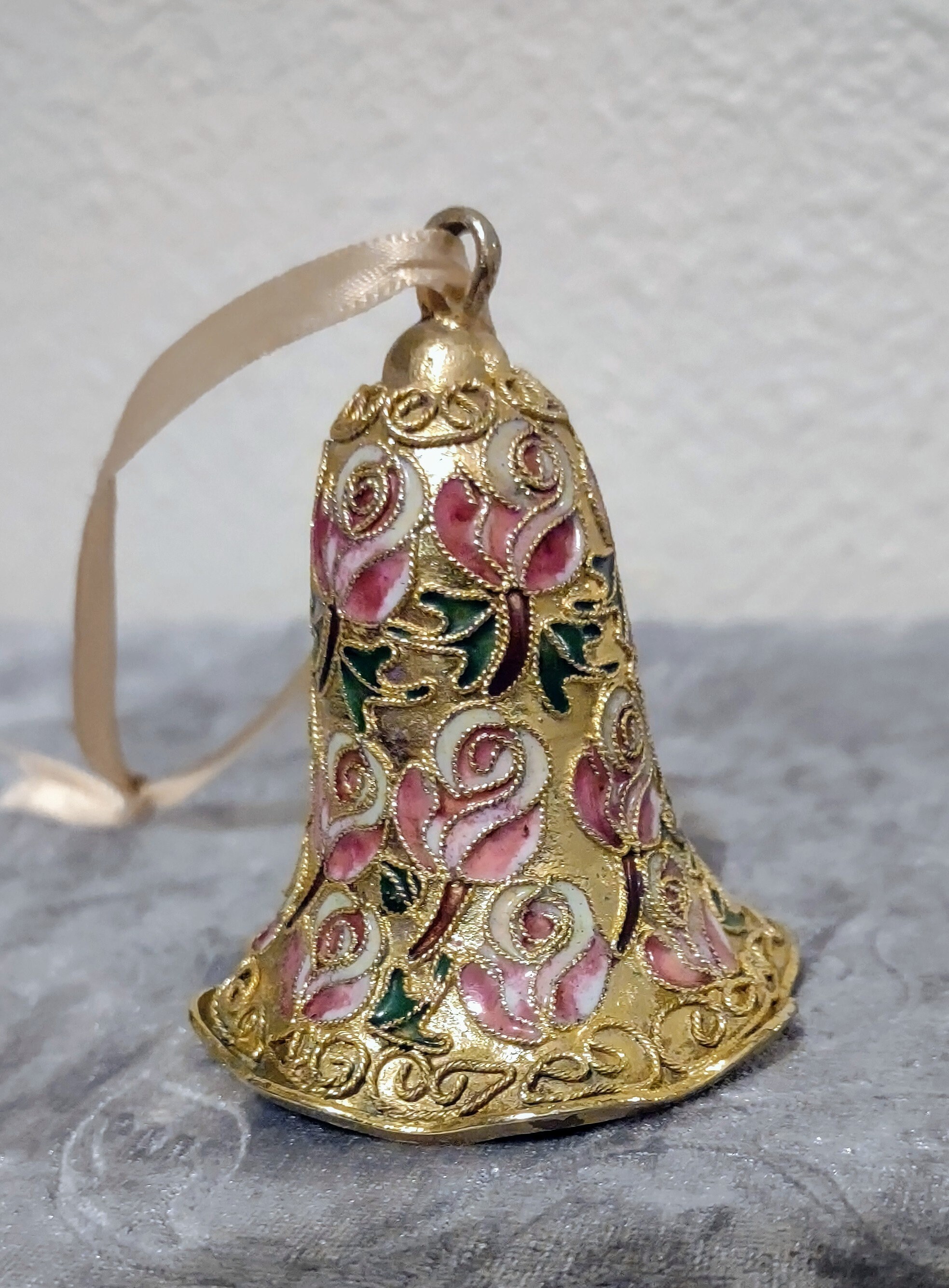 Gold Cloisonne Enamel Rose Bell - Etsy