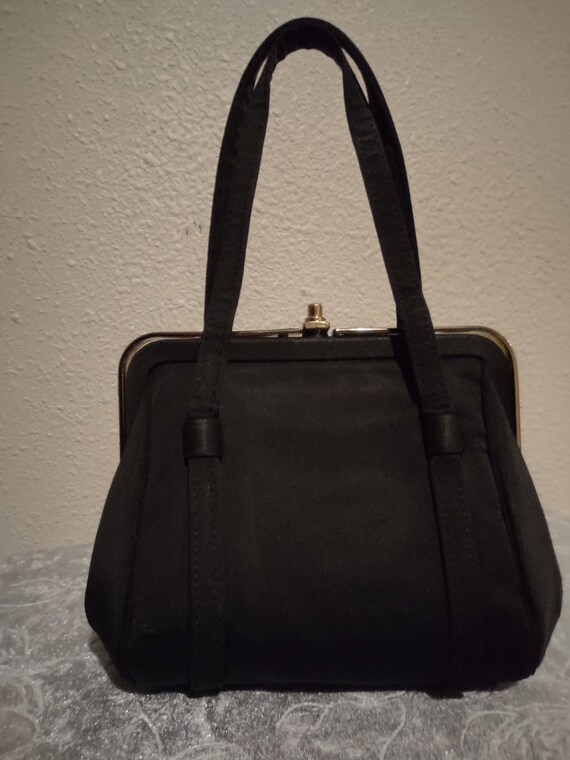 Black Satin After Five Clutch with Coin Purse - Gem