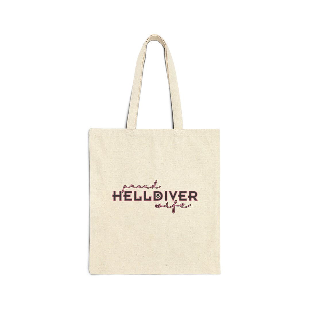 Proud Helldiver Wife Canvas Tote Bag, Helldivers 2 Cotton Tote, Funny Helldivers Merch ...