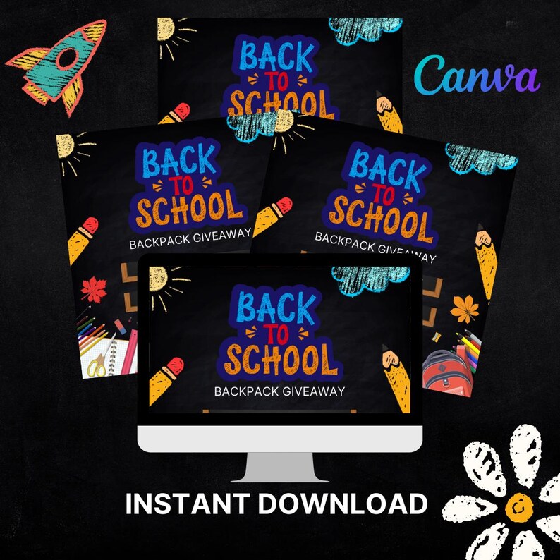 Back to School Event Flyer Template: Backpack Giveaway (canva Editable ...