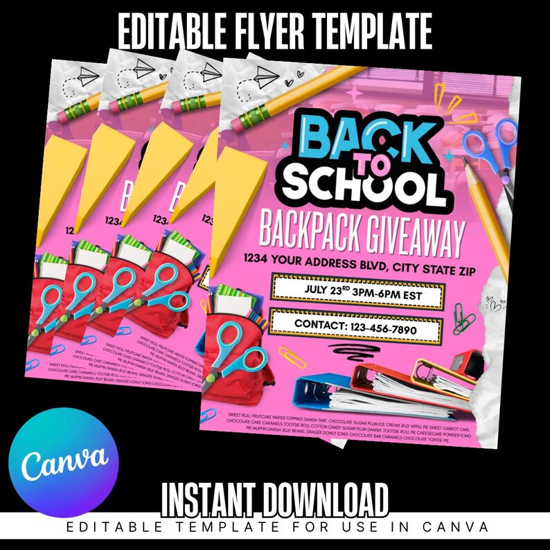 Back to School Event Flyer Template: Backpack Giveaway, Community Drive ...
