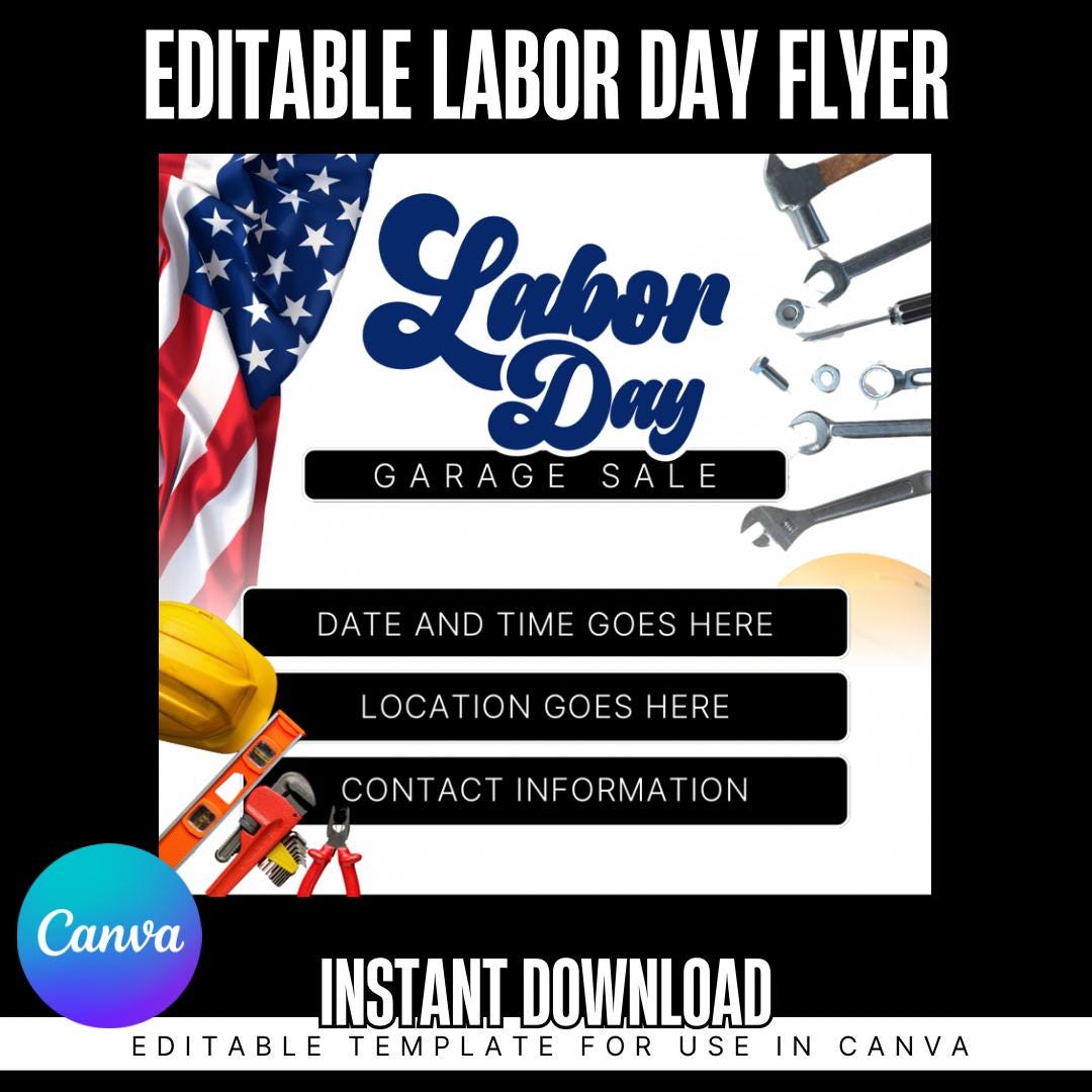 Editable Labor Day Flyer Template: DIY Canva Design (instant Download ...