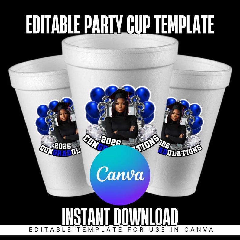 2025 Graduation Party Cup Template Bundle: DIY Canva Designs (digital ...