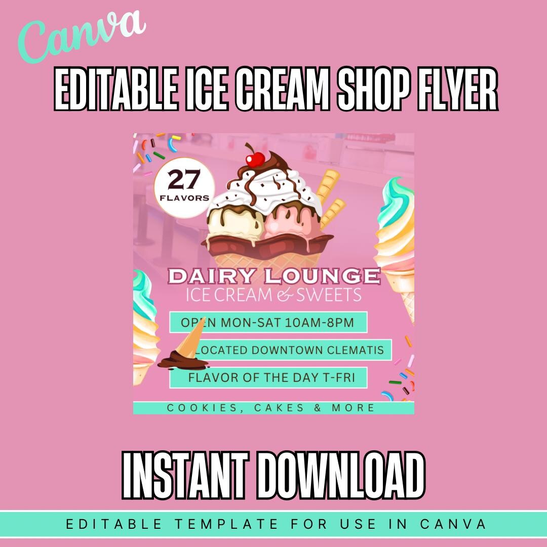 Treat Flyer, DIY Flyer Template Design, Ice Cream Flyer, Dessert Flyer ...