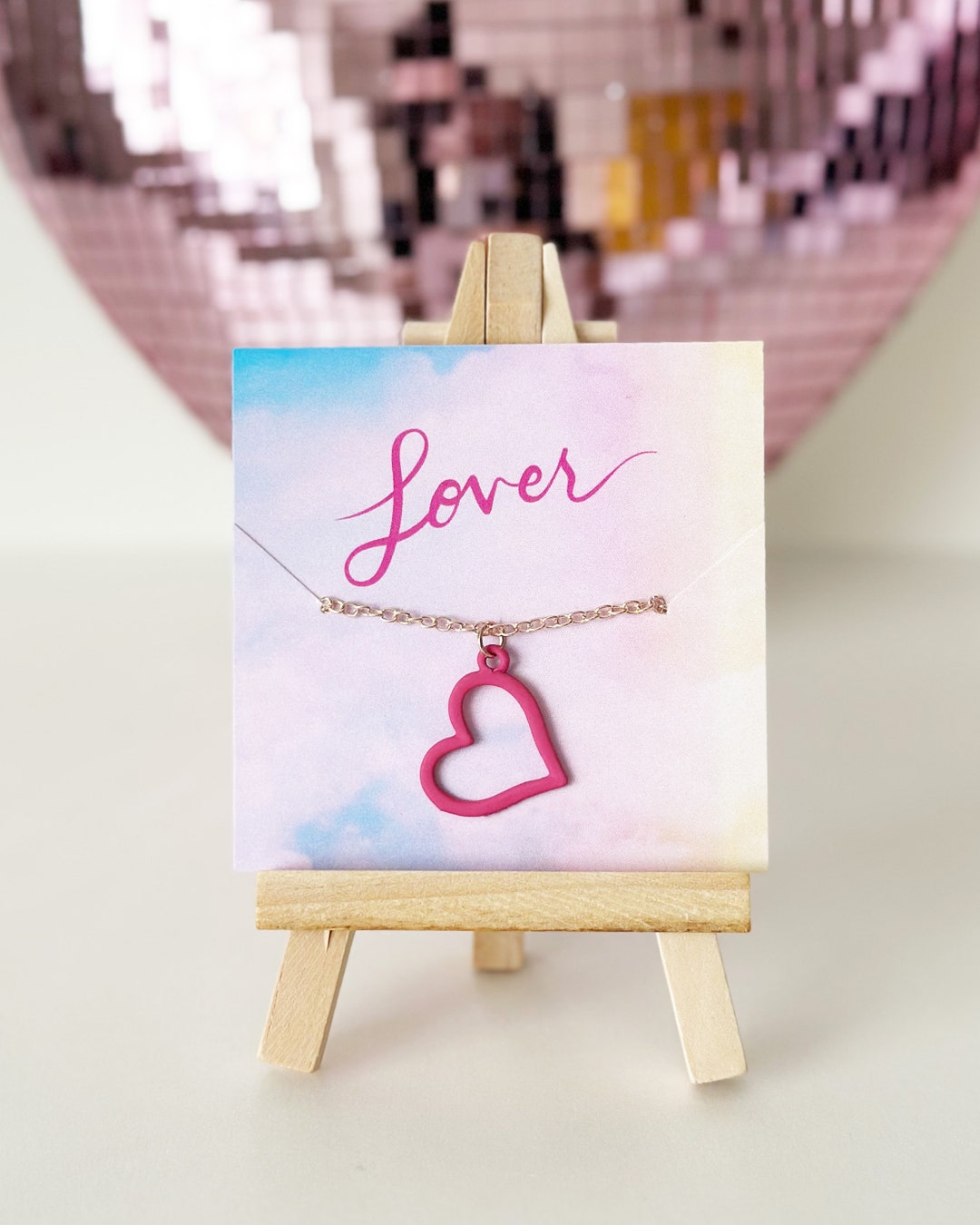 Pink Heart Pendant Necklace, Hot Pink Heart Necklace, Lover Necklace ...