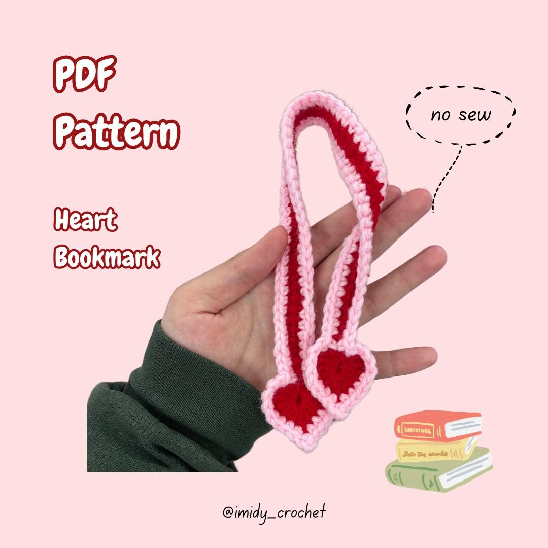 Crochet Heart Bookmark PDF Pattern - US Terminology - Etsy