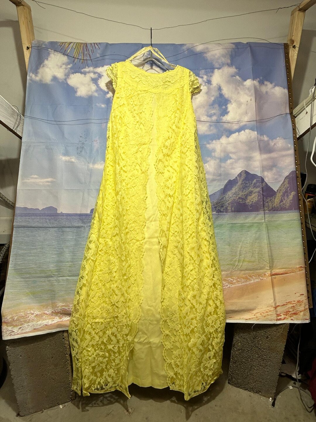 Vintage Nadine Lace Overlay Prom Dress Bright Yellow No Size Tag See ...