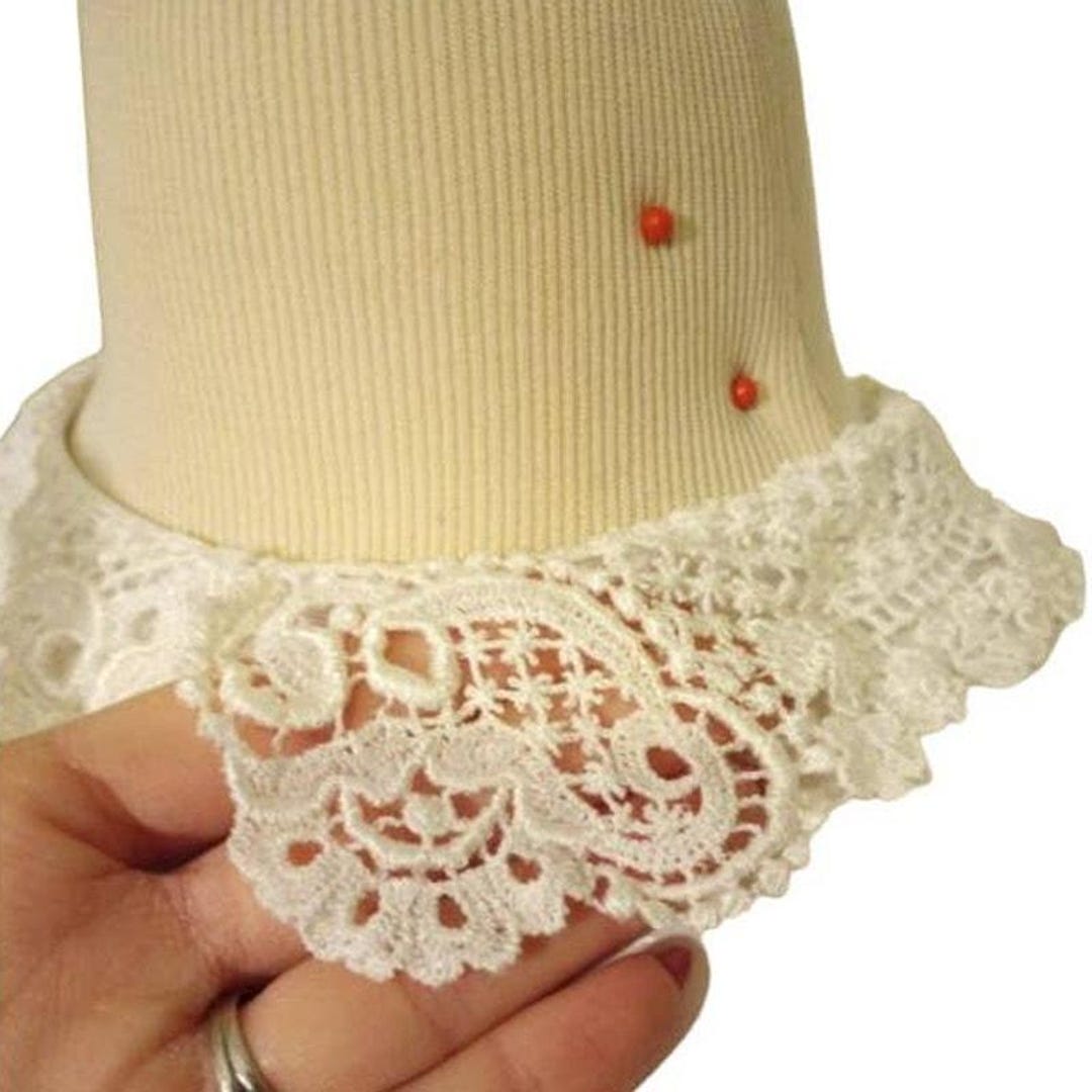 Vintage Lace Collar Dickie Rochet Back Buttons Under Top White Set of 2 ...