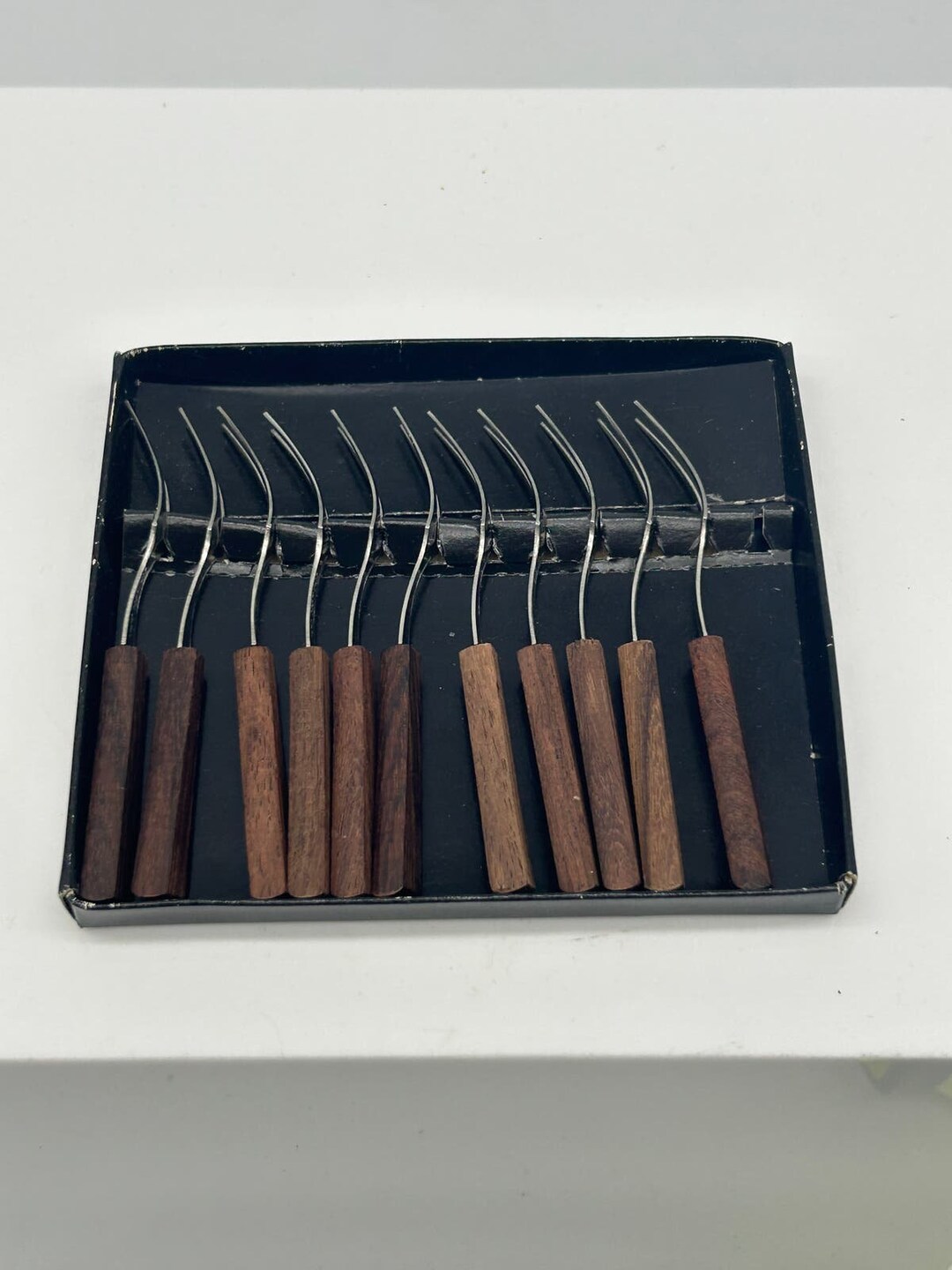 11 Pieces Appetizers Stainless Japan Small Seafood Wooden Handle Forks ...