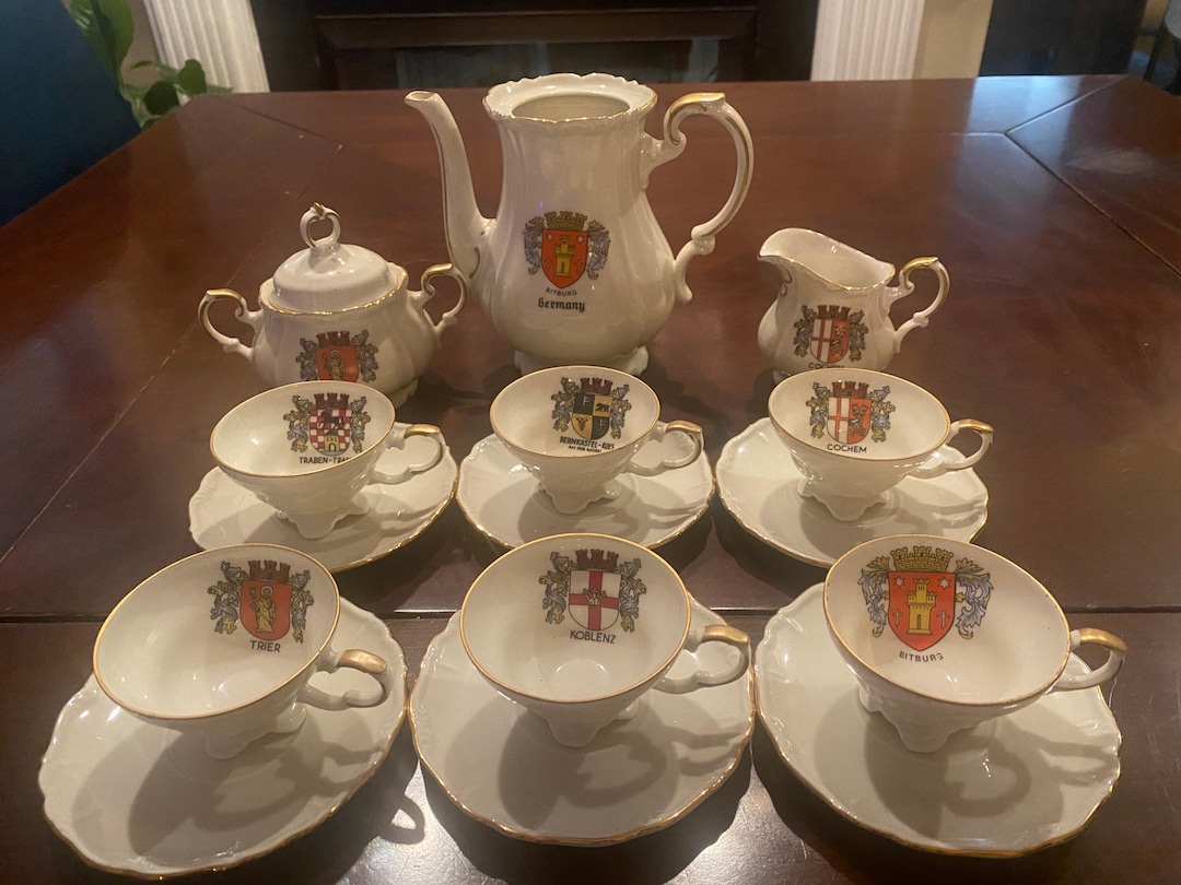 Edelstein Tea Set Bavaria Maria Theresia Moss-rose German Fine ...