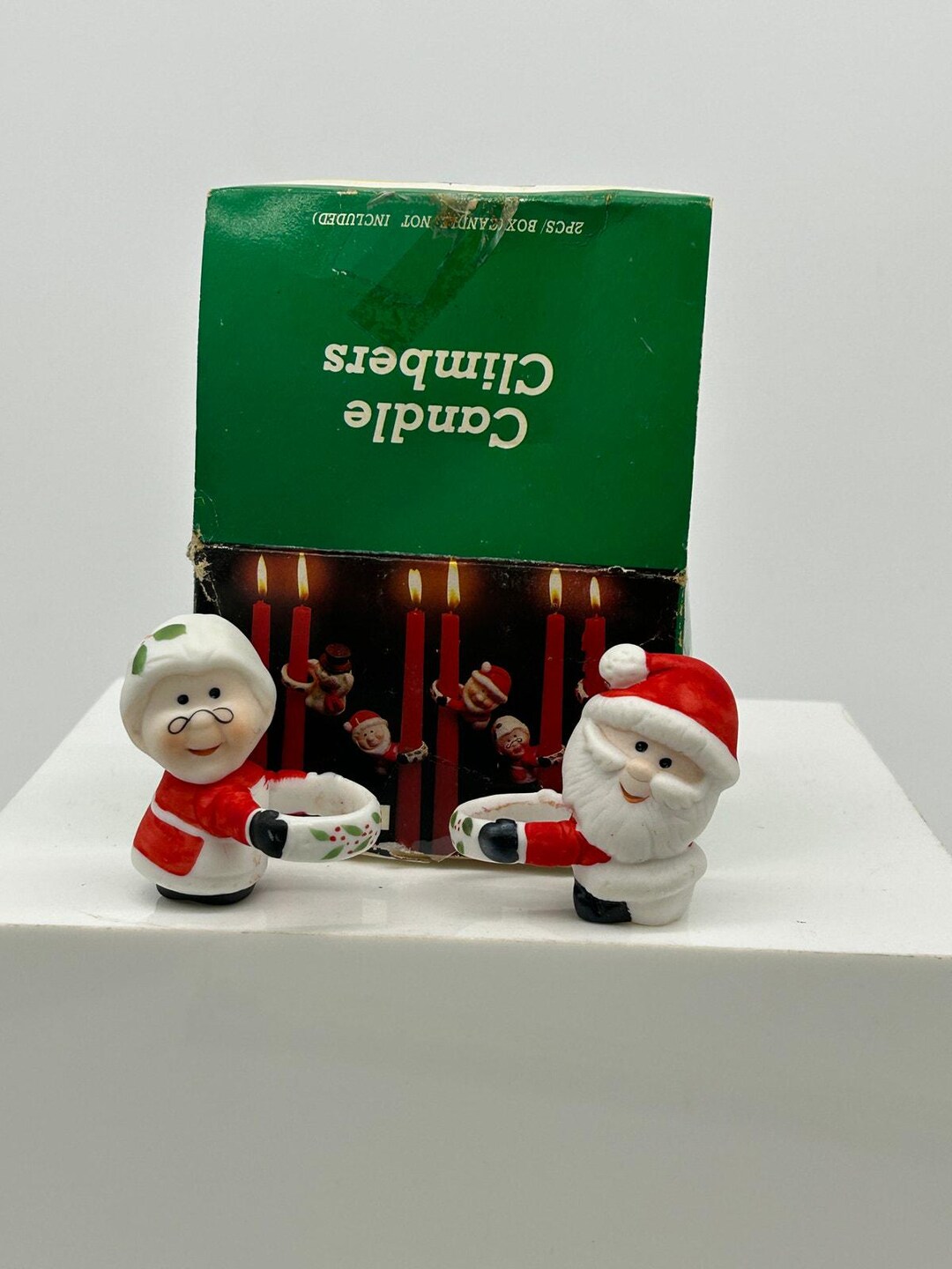 Vintage Enesco Santa and Mrs Claus Christmas Holiday Candle Climbers - Etsy