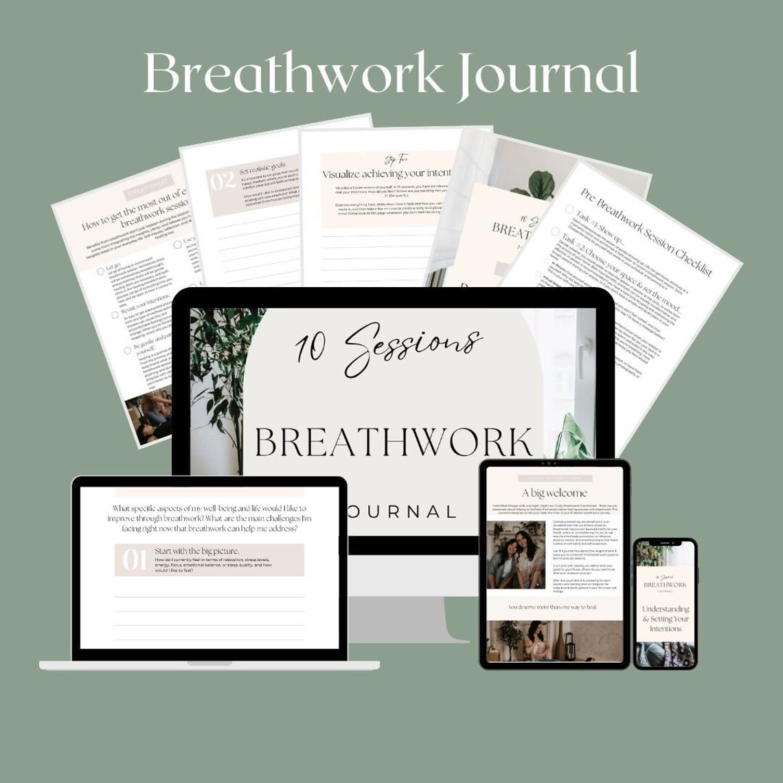 Breathwork Journal CANVA TEMPLATE & PDF - Integration Support for ...
