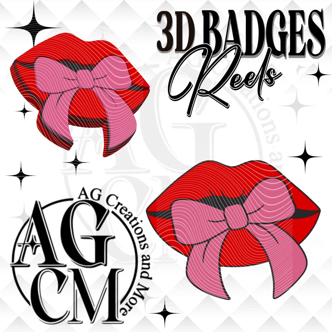 Cute Lips Bow 3D Badge Reel, 3D Stl, 3mf File - Etsy