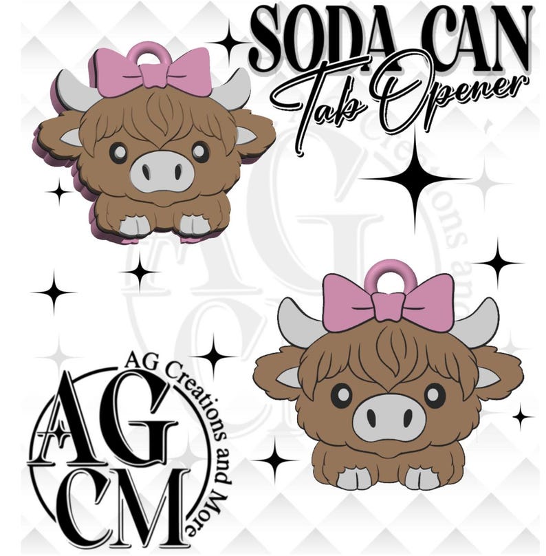 3D Bow Highland Cow Tab Opener, STL, 3mf Files, Soda Can Opener - Etsy