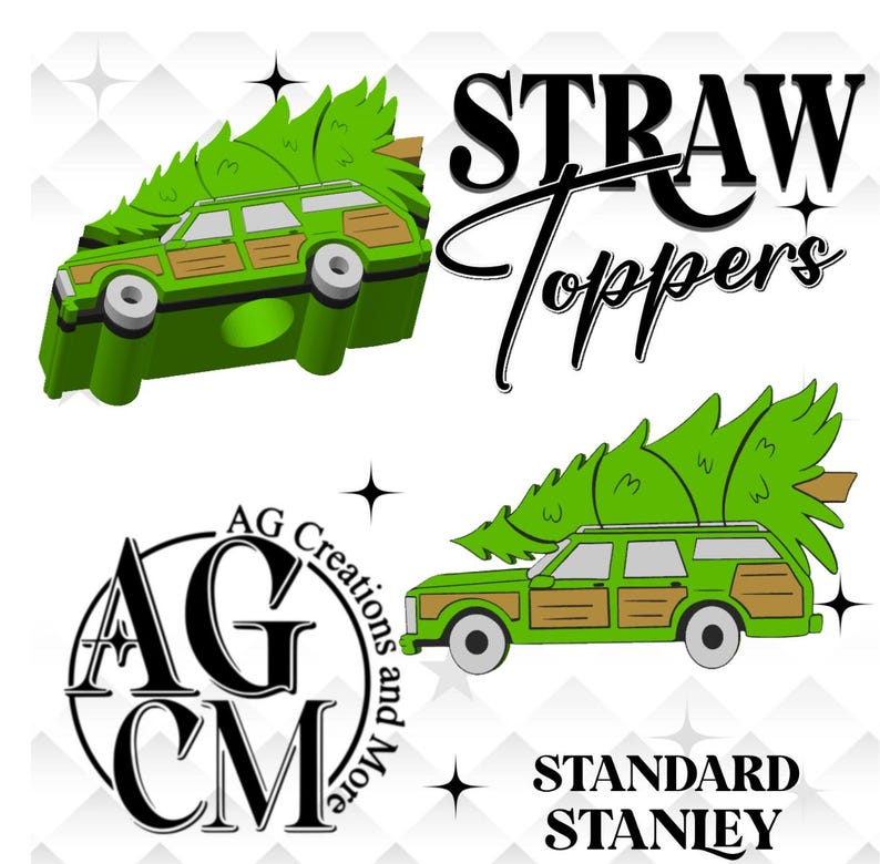 Trendy Christmas Station Wagon Bow Straw Topper, 3D Stl, 3mf File - Etsy