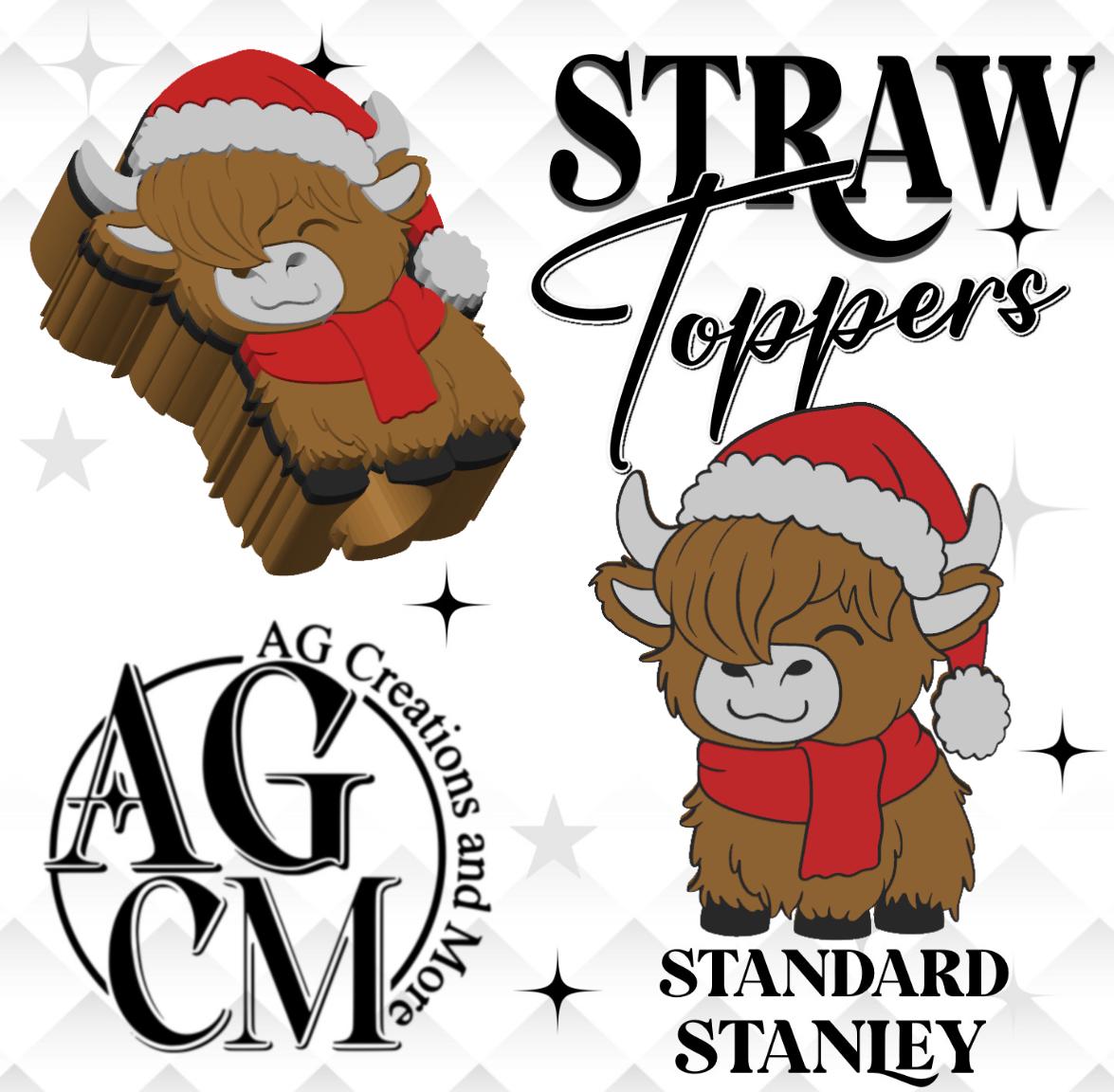 Trendy Christmas Tree Highland Cow Straw Topper, 3D Stl, 3mf File - Etsy