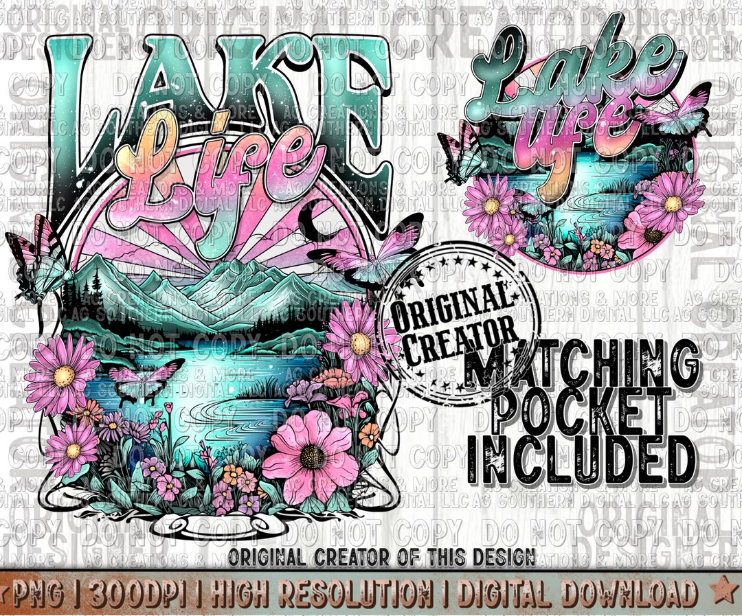 Trendy Design Png, Lake Life Sublimation Png, Matching Pocket Design ...