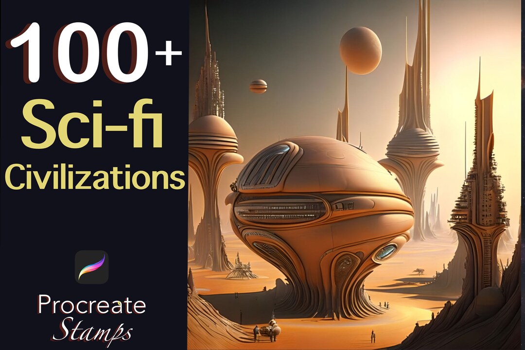 100 Sci-fi Civilization Procreate Stamps Ancient, New, Alien and ...