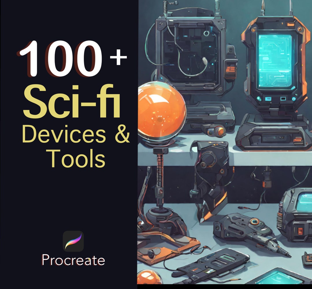 100+ Sci-fi Devices & Tools Procreate Stamps - Medical, Communication ...