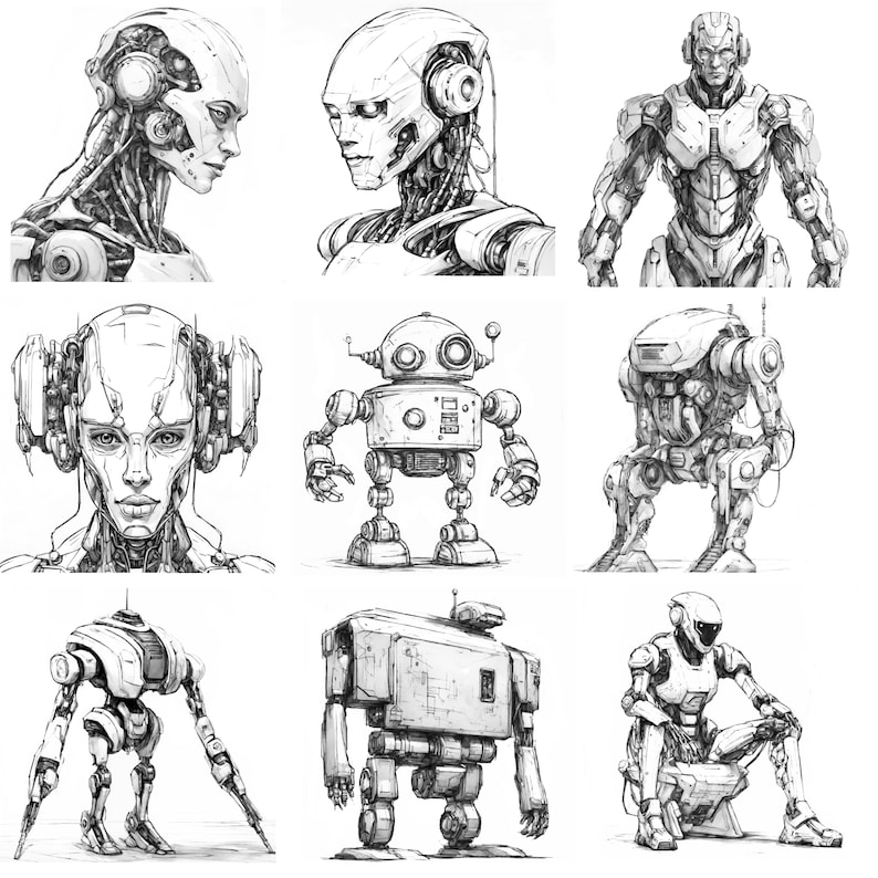 100+ Sci-fi AI Robot Procreate Stamps (digital Download) - Etsy