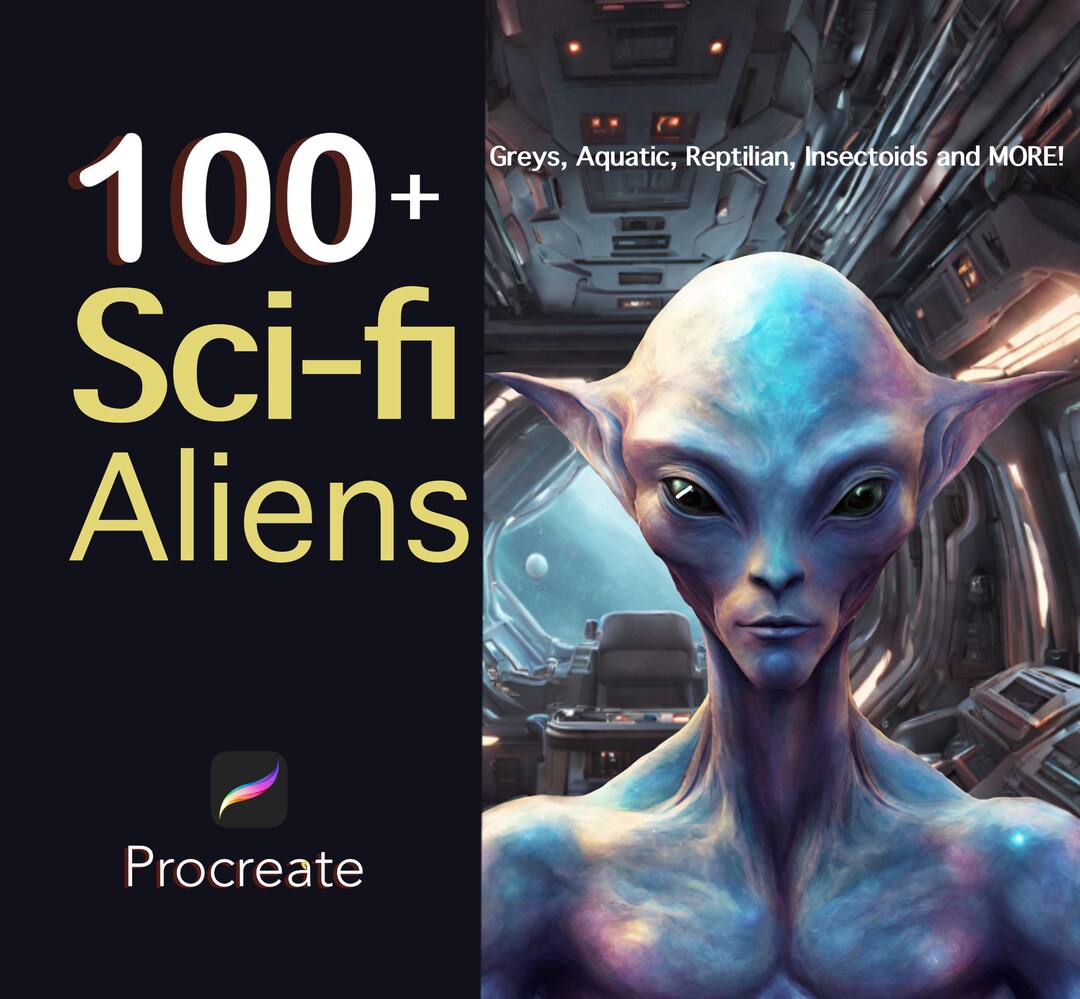100+ Sci-fi Alien Procreate Stamps - Greys, Reptilians, Aquatic ...